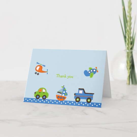 Tiny Trips Transportation Thank You Note Cards | Zazzle.com