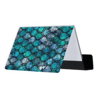 Tiny Turquoise Bling Pattern Desk Business Card Holder | Zazzle