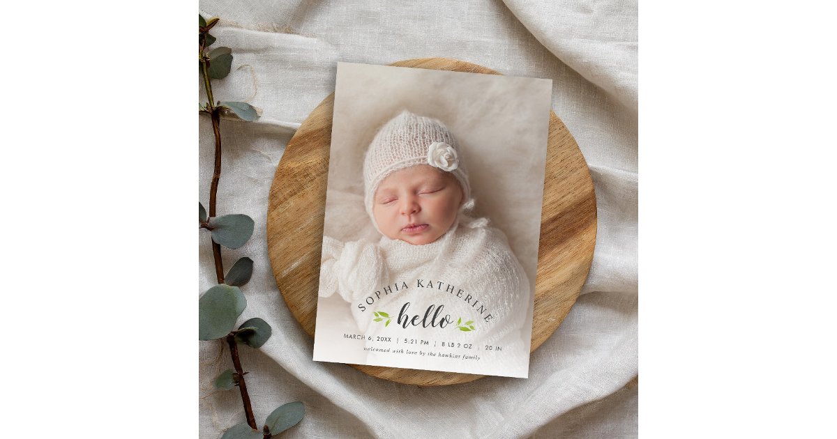 Tiny Twigs Photo Overlay Birth Announcement | Zazzle