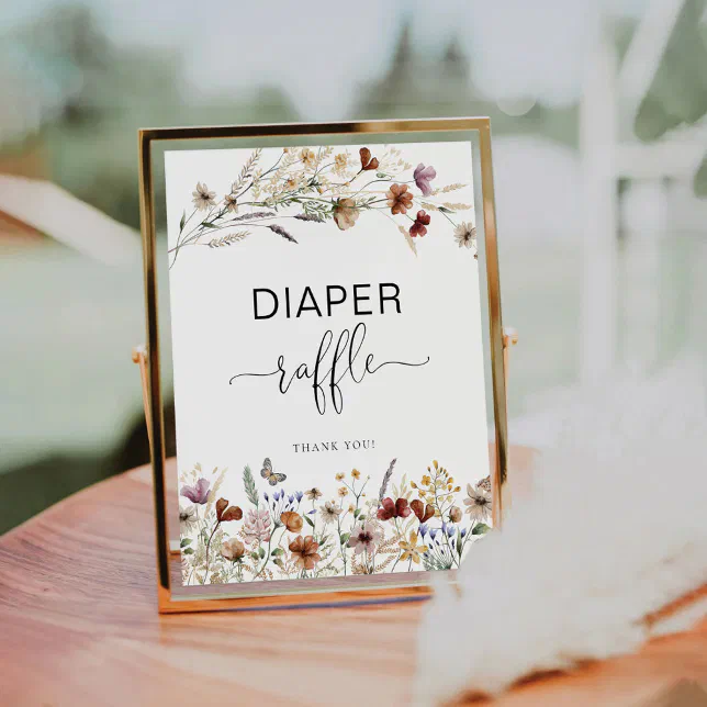 Tiny Wildflower Diaper Raffle Sign | Zazzle