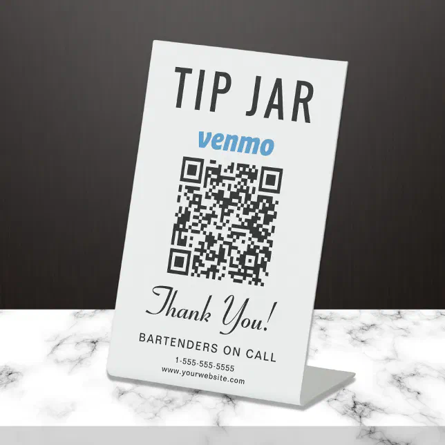 Tip Jar Venmo QR Code Pedestal Sign | Zazzle