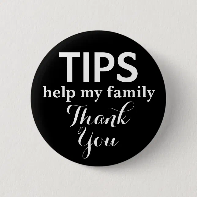 Tip Thank You Custom Text Personalized Pinback Button | Zazzle