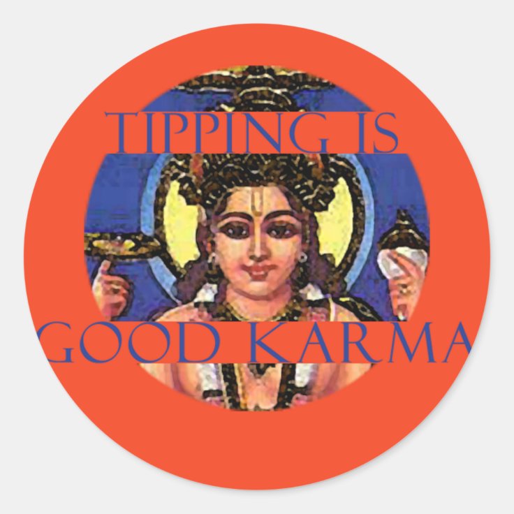 Tipping is Good Karma Tip Jar Sticker | Zazzle
