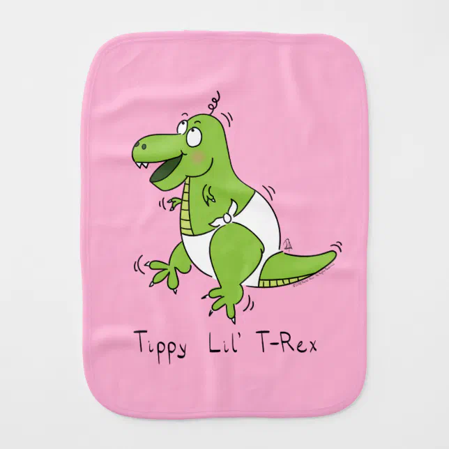 Tippy Lil T-Rex Baby Dinosaur Burp Cloth | Zazzle