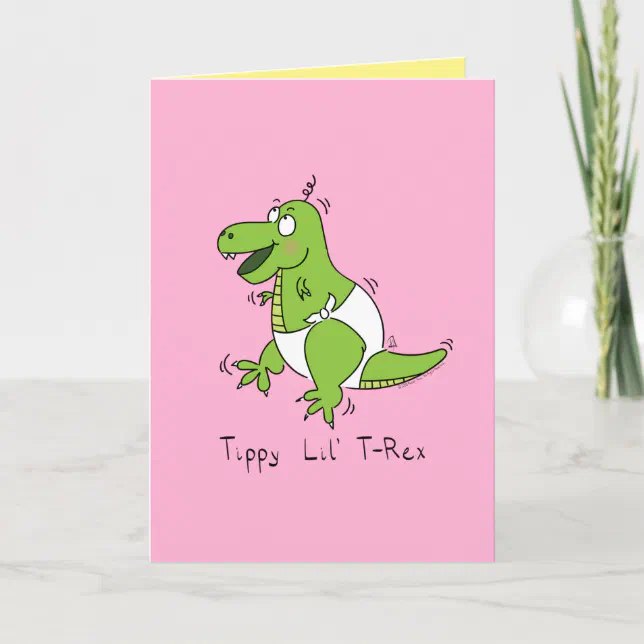 Tippy Lil T-Rex Baby Dinosaur Cute Greeting Card | Zazzle