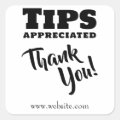 Tips Appreciated Cash Gratuities Jar Website Link Square Sticker | Zazzle