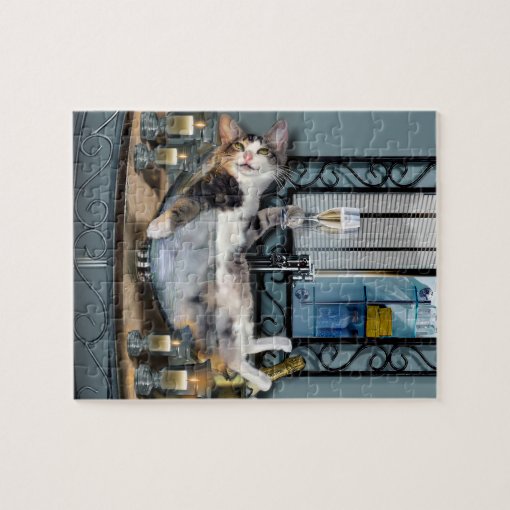 Tipsy kitty puzzle. jigsaw puzzle | Zazzle