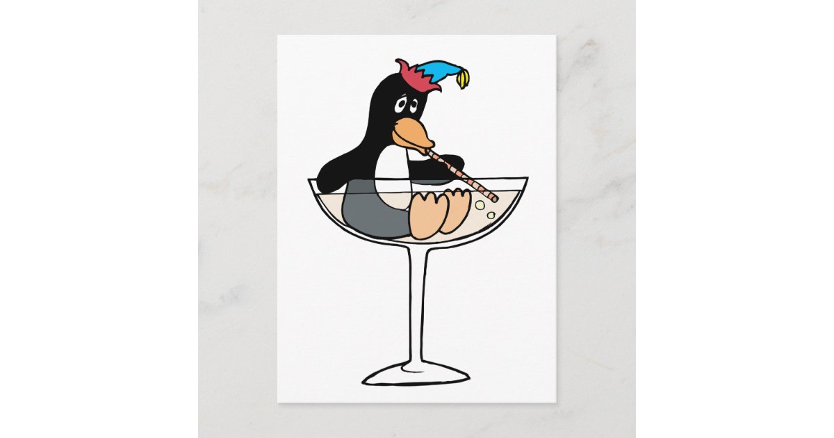 Tipsy Penguin Postcard | Zazzle