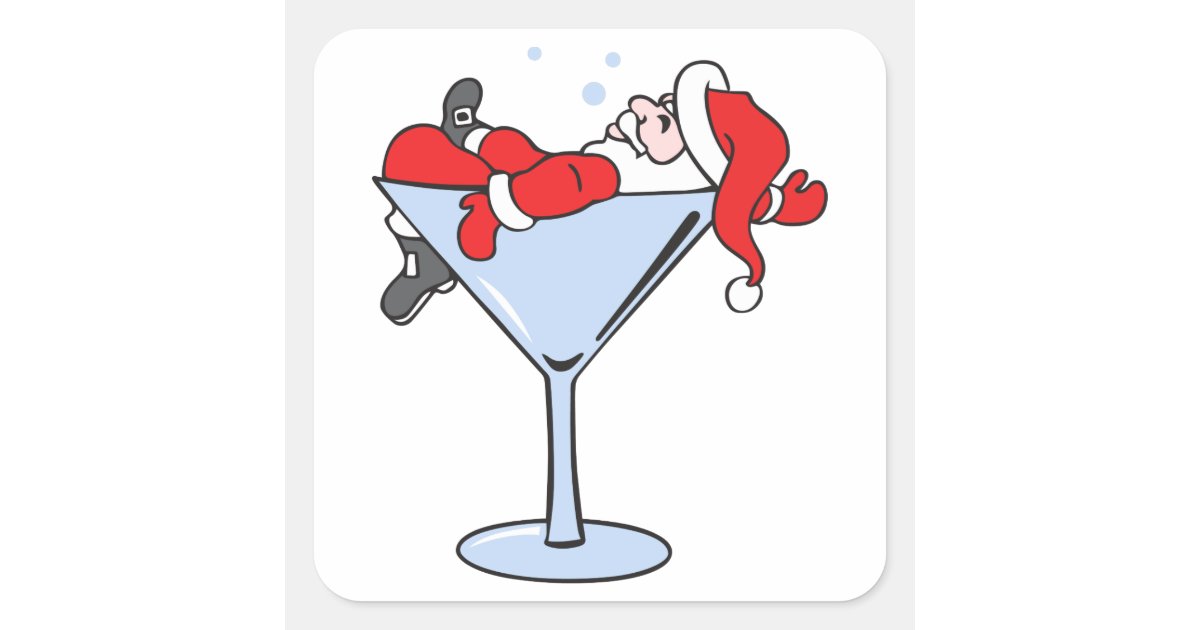 Tipsy Santa Square Sticker | Zazzle