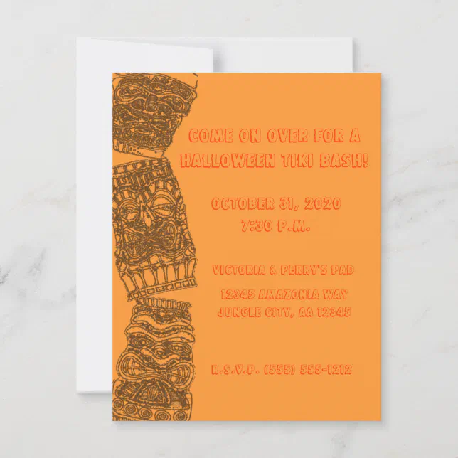 Tipsy Tiki Totem Halloween Holiday Luau Party - Invitation | Zazzle