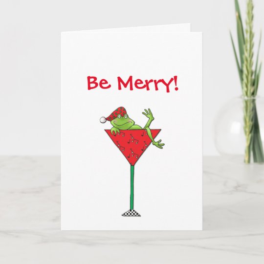 Tipsy-tini's Frog Holiday Card | Zazzle.com