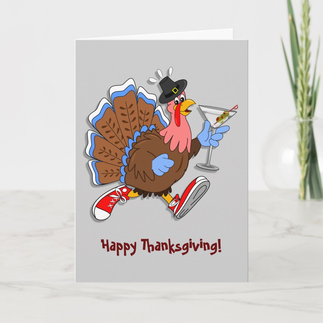 Tipsy Turkey (Martini) Holiday Card | Zazzle