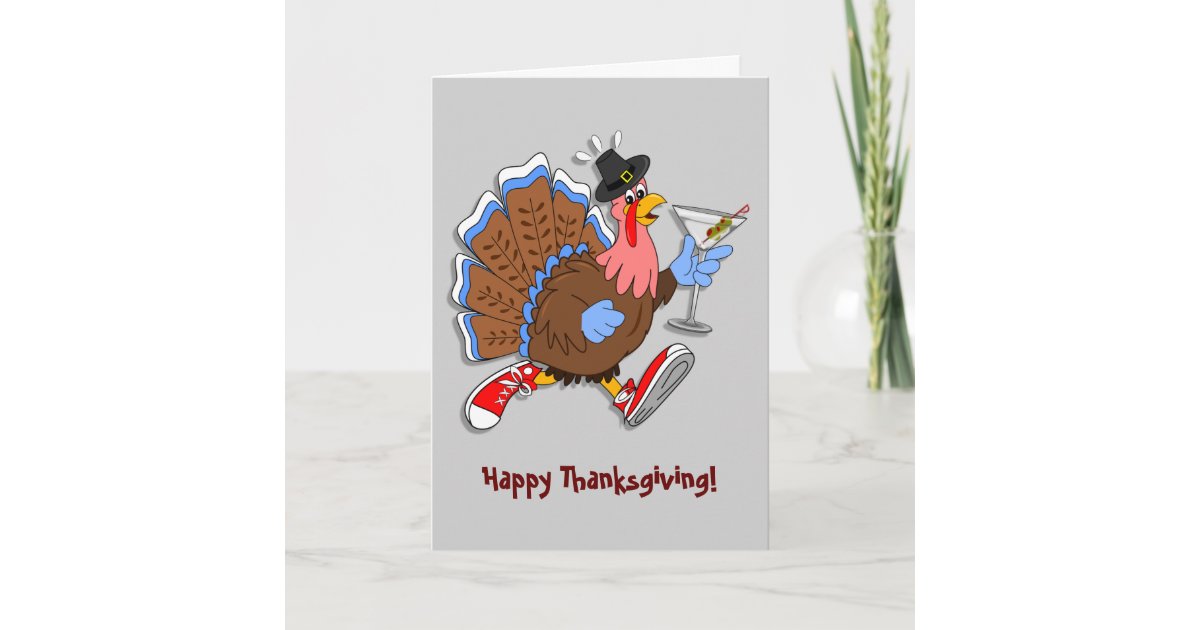 Tipsy Turkey (Martini) Holiday Card | Zazzle