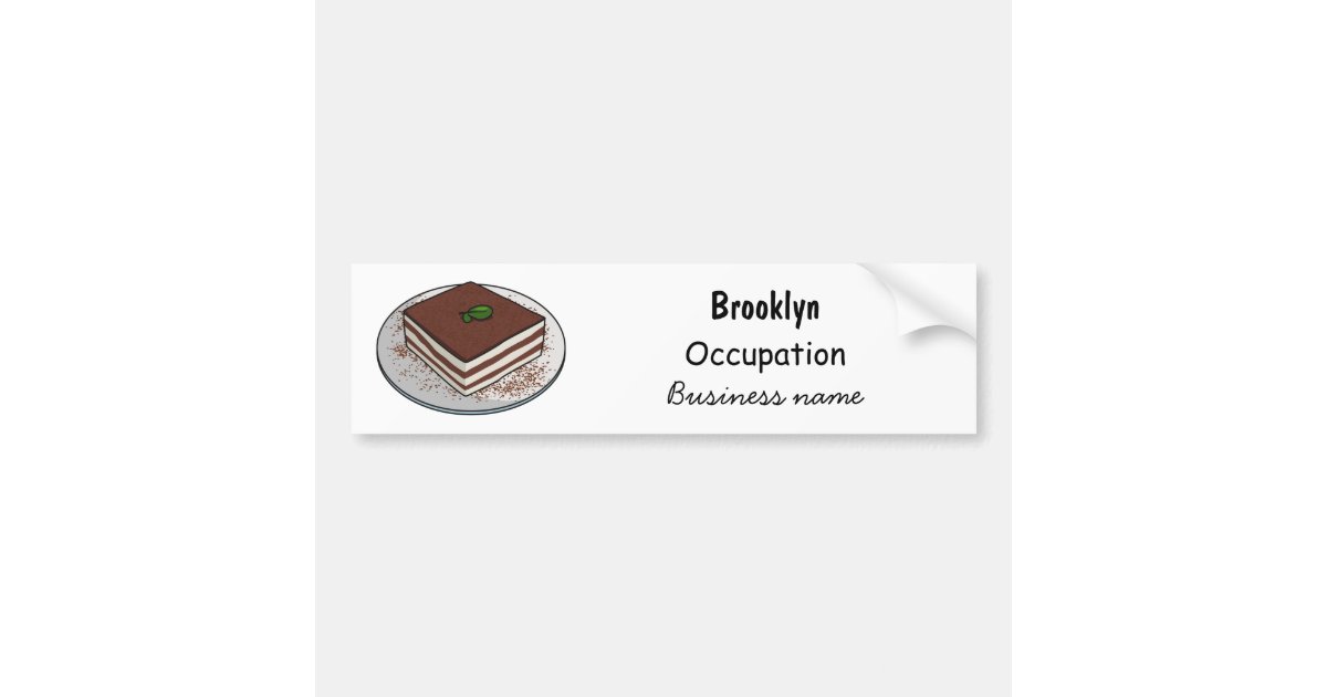 Tiramisu cake cartoon illustration bumper sticker | Zazzle