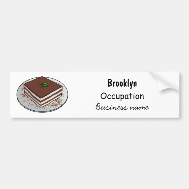 Tiramisu cake cartoon illustration bumper sticker | Zazzle