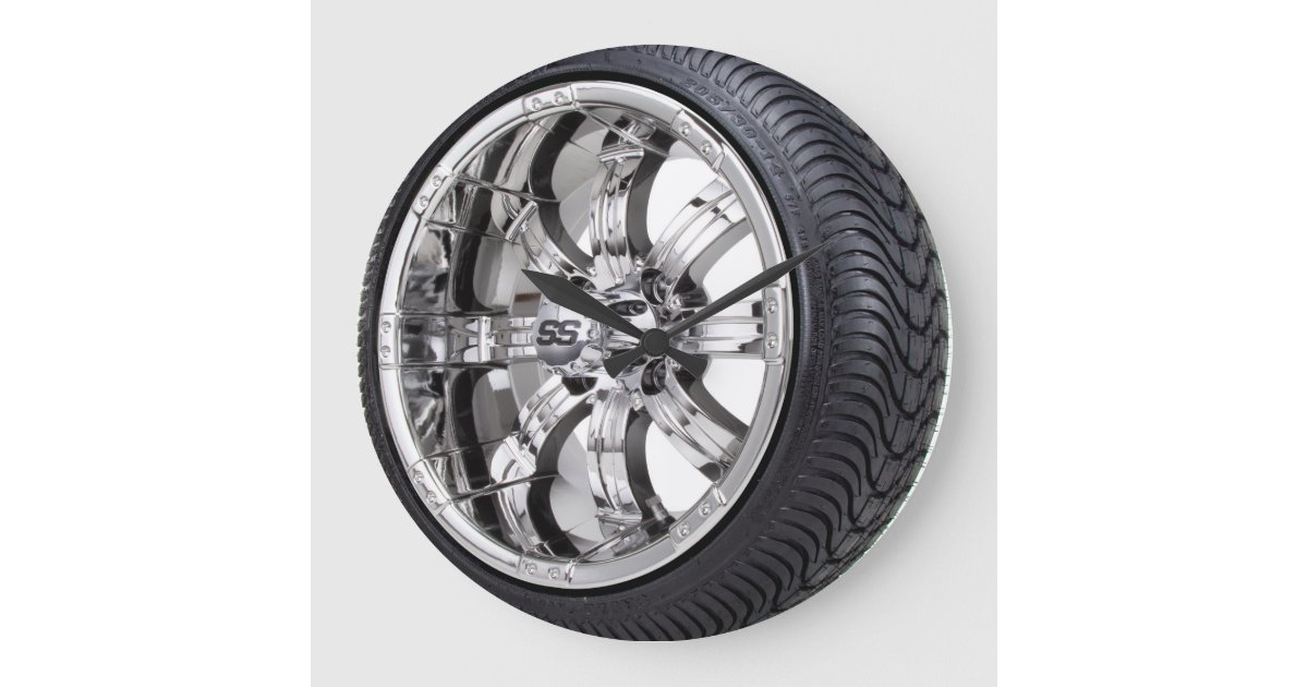 tire and rim large clock | Zazzle