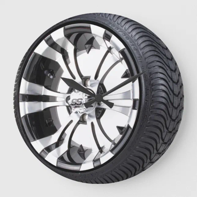 tire and rim large clock | Zazzle