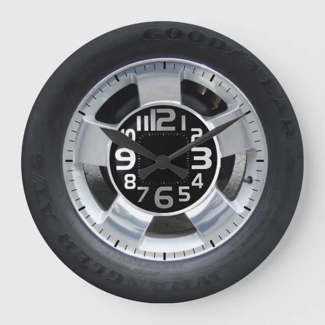 tire and rim wall clock | Zazzle