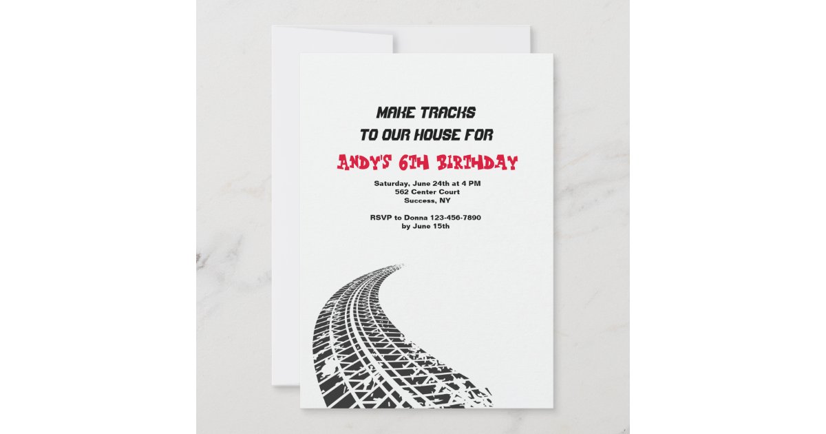 Tire Tracks Invitation | Zazzle