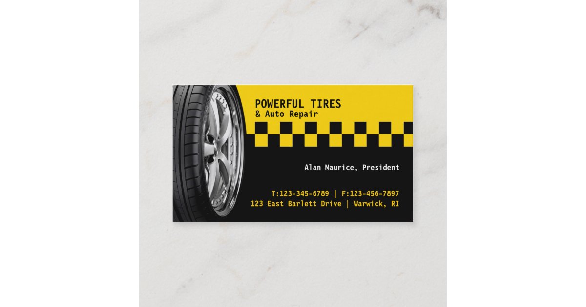 Tires Auto Repair Business Card | Zazzle