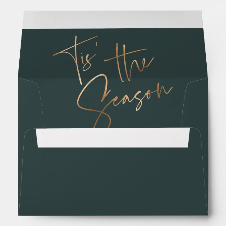 Tis the Season Quote Green Minimalist Christmas Envelope | Zazzle