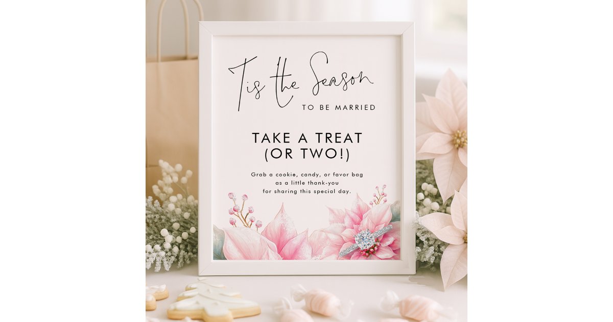 Tis the season Take Treat Favor Sign Bridal Shower | Zazzle