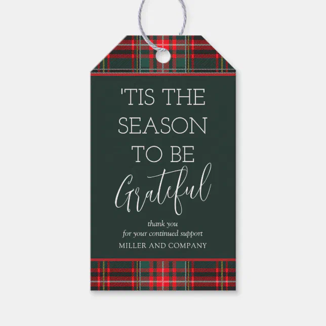 'Tis The Season To Be Grateful Corporate Christmas Gift Tags | Zazzle