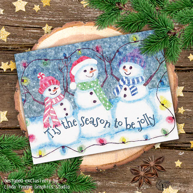 Tis The Season To Be Jolly Funny Snowmen Postcard | Zazzle