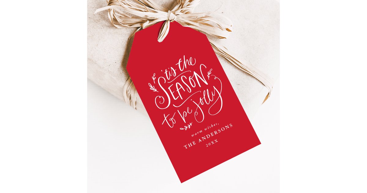 'Tis The Season to be Jolly Red Holiday Gift Tags | Zazzle