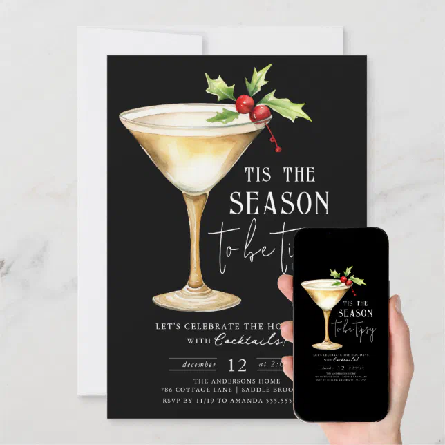 'Tis the Season to Be Tipsy! Cocktail Party Invitation | Zazzle