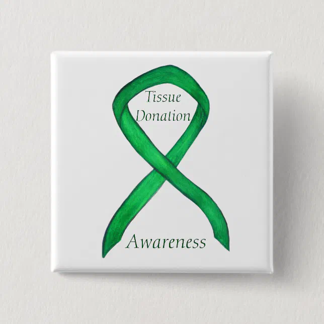 Tissue Donation Green Awareness Ribbon Custom Pins | Zazzle