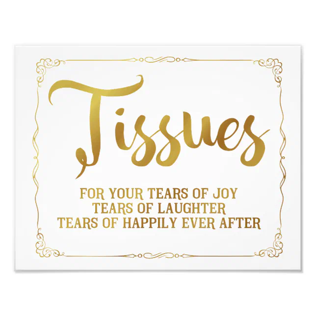 tissues wedding sign gold sign | Zazzle