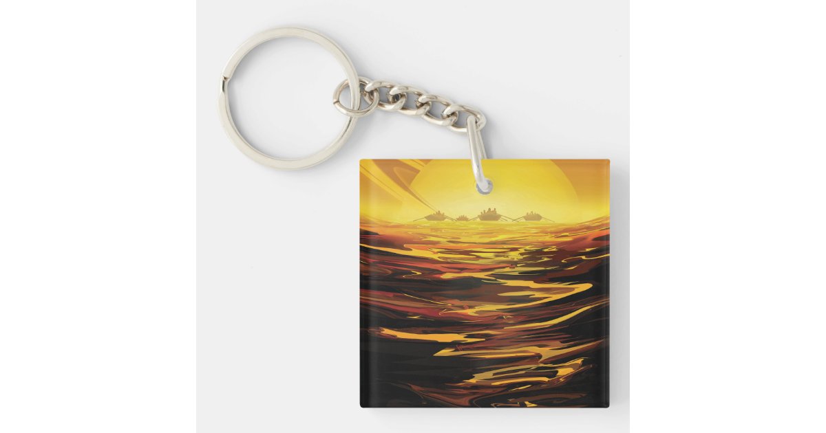 Titan largest moon of Planet Saturn Keychain | Zazzle