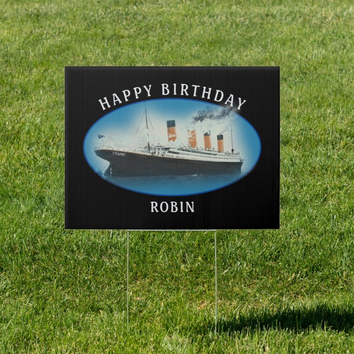 Titanic Birthday Black RMS White Star Line Ship Sign | Zazzle.com