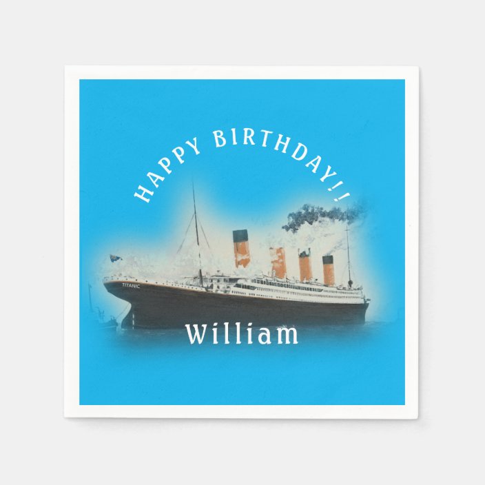 Titanic Blue Birthday White Star Line Ship Napkins | Zazzle.com