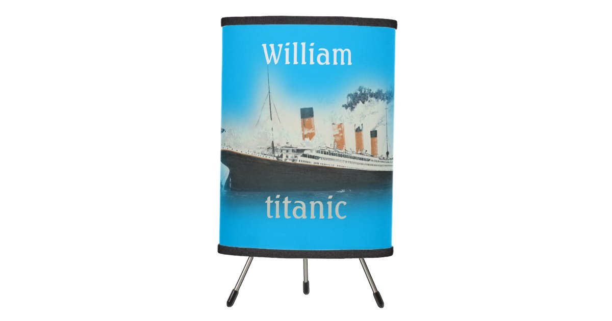 Titanic Bright Blue White Star Line Ship Tripod Lamp | Zazzle