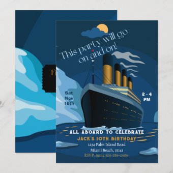 Titanic Cruise Ship Liner Birthday Invitation | Zazzle