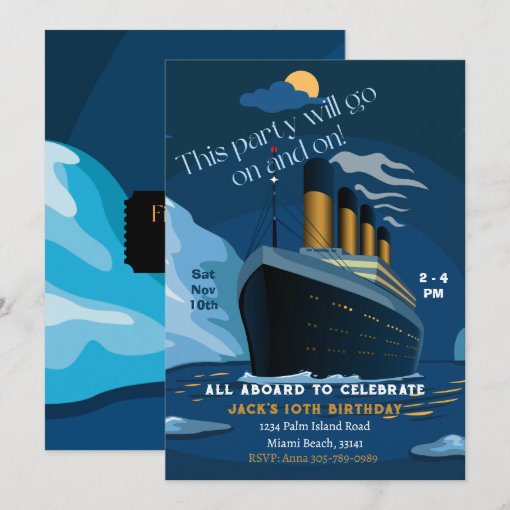 Titanic Cruise Ship Liner Birthday Invitation | Zazzle
