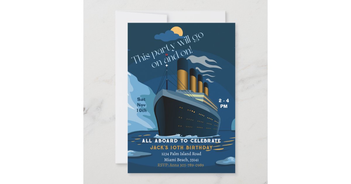 Titanic Cruise Ship Liner Birthday Invitation | Zazzle