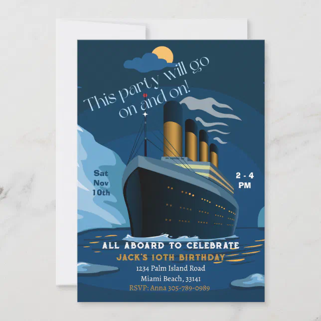 Titanic Cruise Ship Liner Birthday Invitation | Zazzle