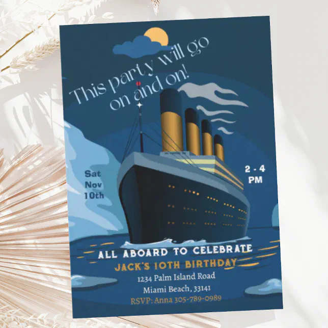 Titanic Cruise Ship Liner Birthday Invitation | Zazzle