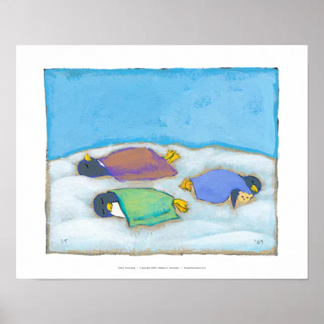 Titled: Snoozing - adorable napping penguin art Poster | Zazzle