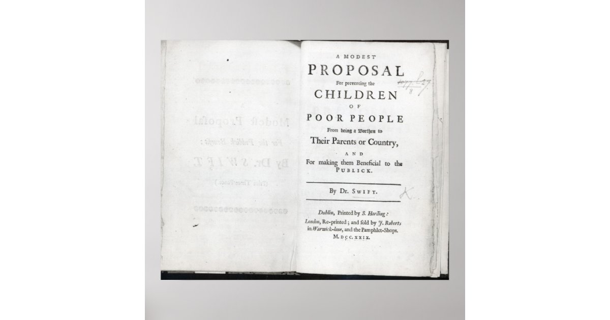 Titlepage to 'A Modest Proposal' Poster | Zazzle