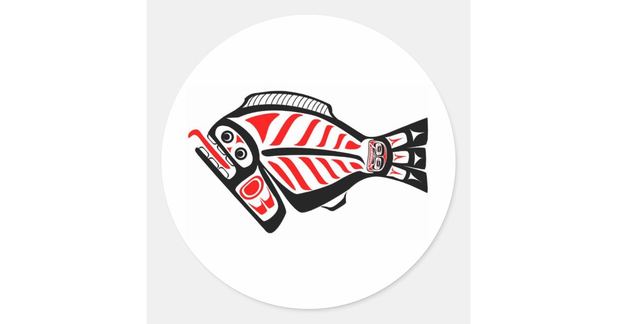 Tlingit Halibut Classic Round Sticker | Zazzle