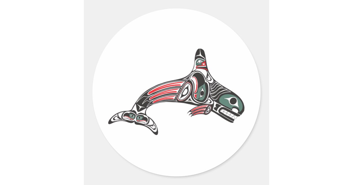 Tlingit Killer Whale & Eagle Classic Round Sticker | Zazzle