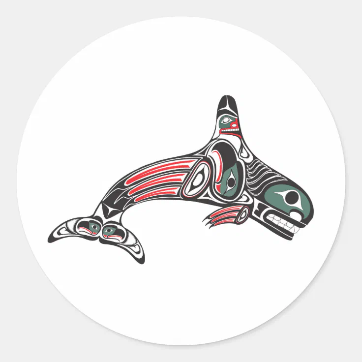 Tlingit Killer Whale & Eagle Classic Round Sticker | Zazzle