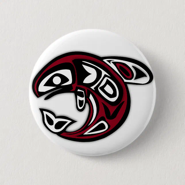 Tlingit Orca Totem Tattoo Killer Whale Art Button | Zazzle