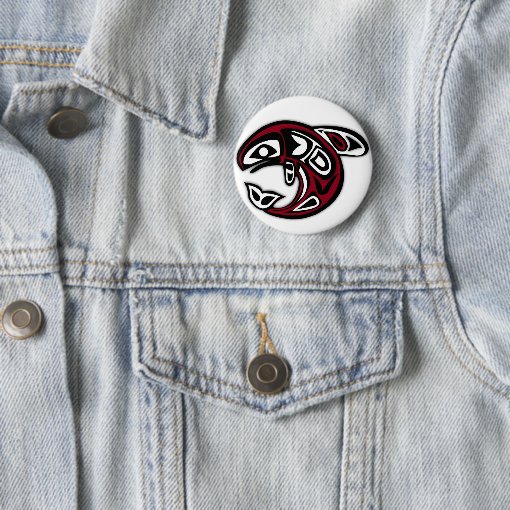Tlingit Orca Totem Tattoo Killer Whale Art Button | Zazzle
