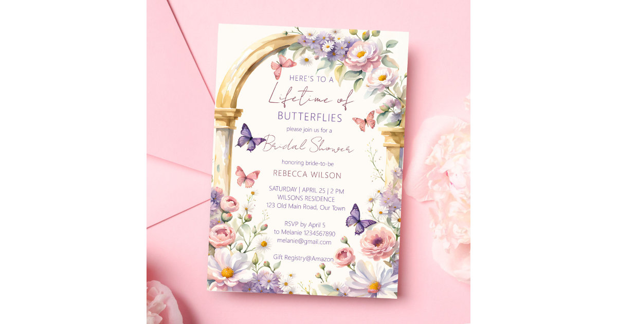 To a lifetime of butterflies spring bridal shower invitation | Zazzle