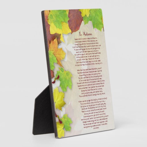 To Autumn Poem by John Keats Plaque | Zazzle